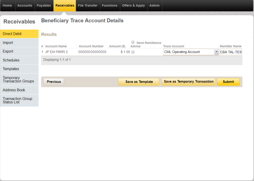 Direct Debit payment - CommBank